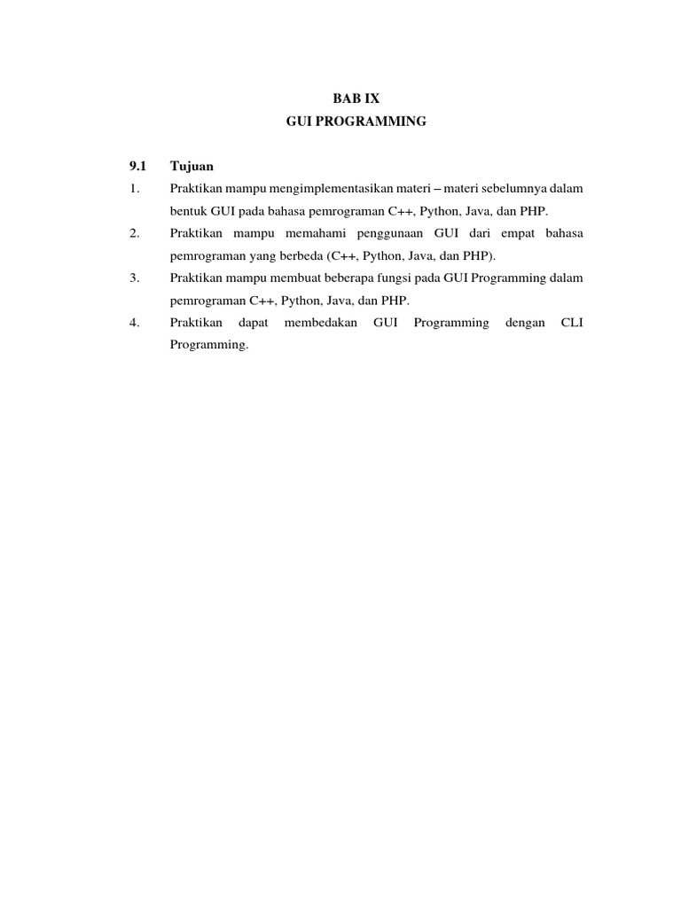 Modul VIII BAB IX - GUI Programming | PDF Modul VIII BAB IX - GUI Programming | PDF