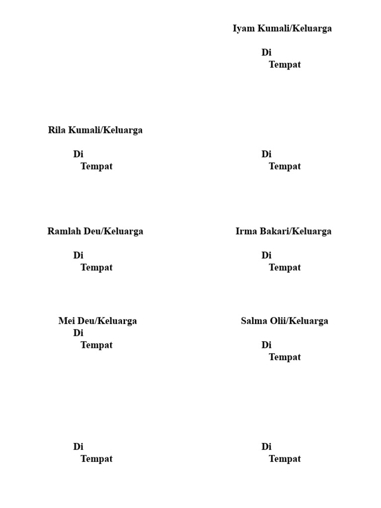 Tabel Undangan 40 Hari | PDF