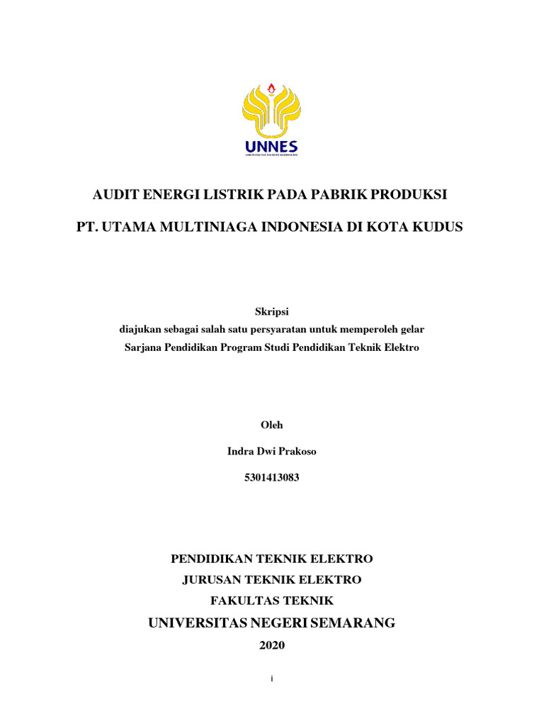 Indra Dwi Prakoso - 2020 - Audit Energi Listrik Pada Pabrik Produksi PT ...
