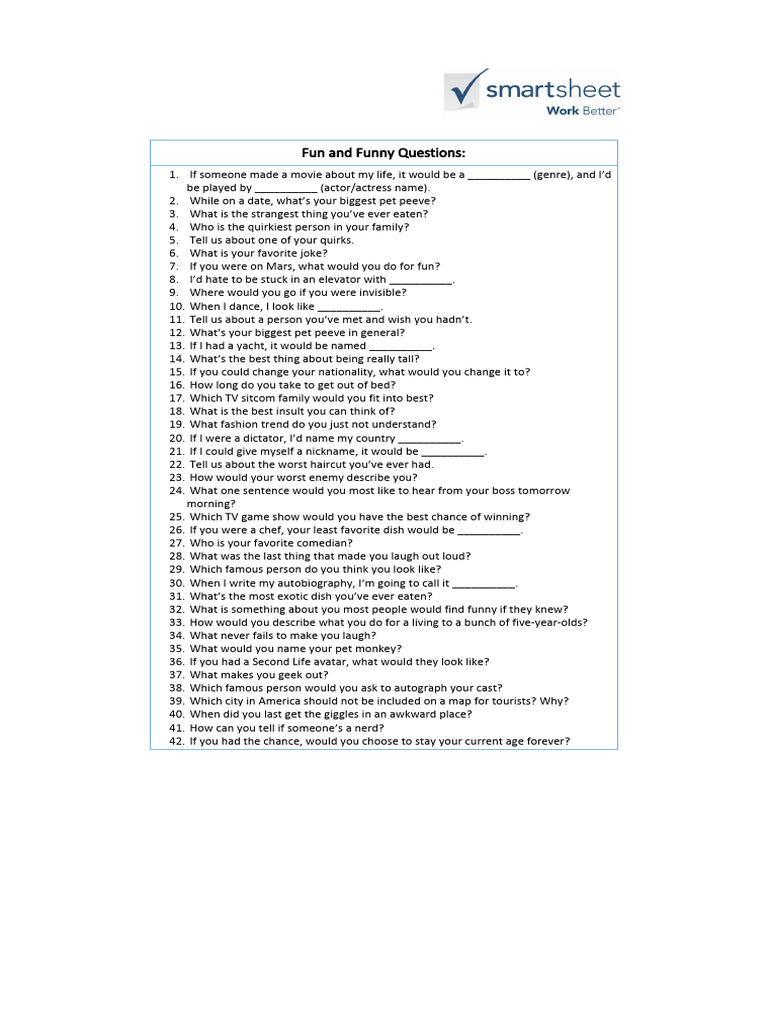 Fun and Funny Questions | PDF | Language Arts & Discipline