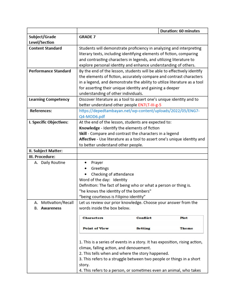 Literature and Identity in Grade 7 | PDF | Narration | Plot (Narrative)