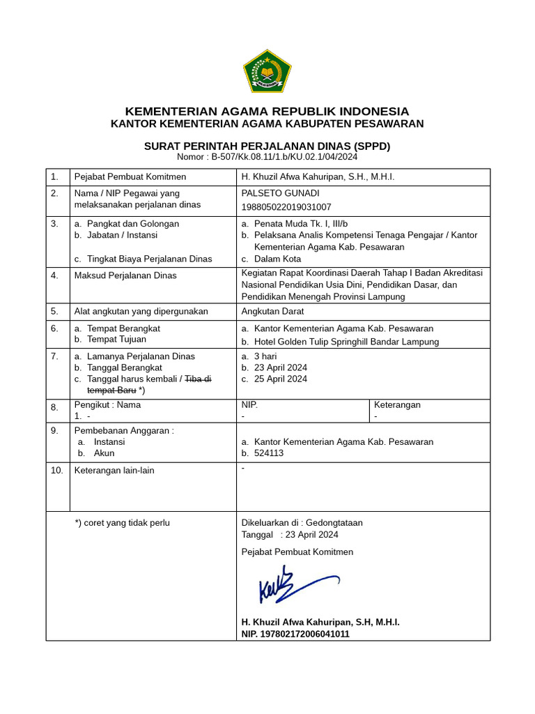 SPPD Hotel Golden Tulip | PDF