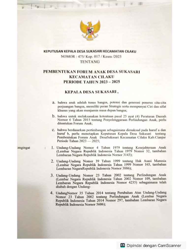 Contoh SK Forum Anak Desa | PDF