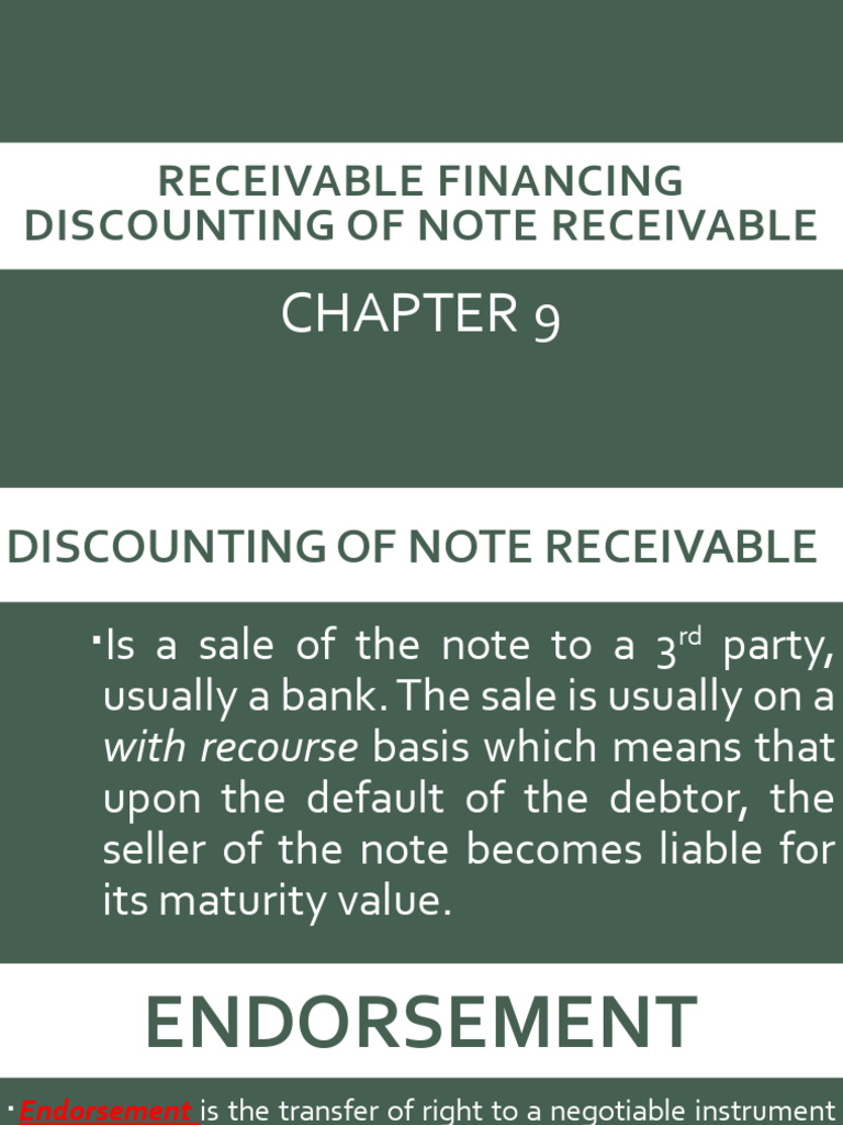 Discounting Notes Receivable Explained | PDF | Discounting | Discounted ...