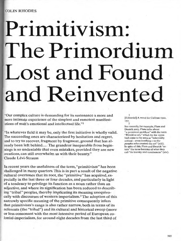Primitivism: Beyond the Primitive | PDF | Liberal Arts Education ...