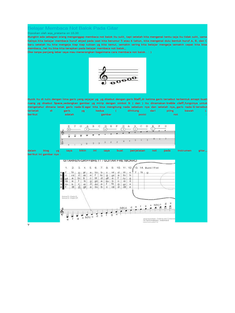 Belajar Not Balok Gitar | PDF