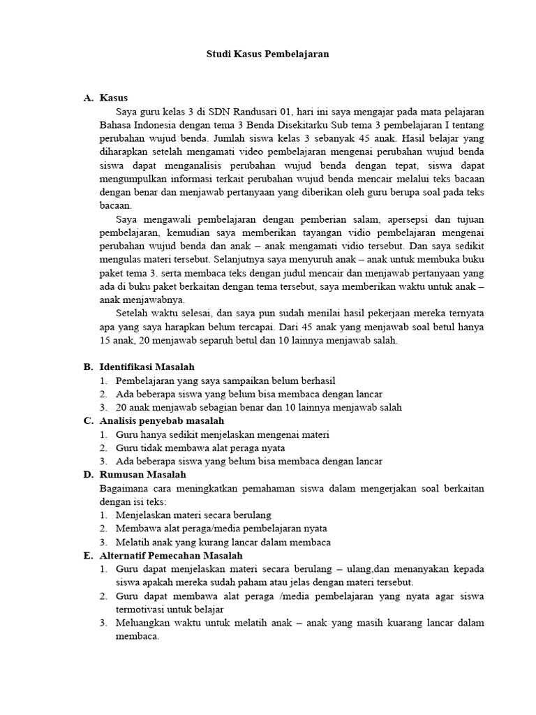 Studi Kasus Pembelajaran TAP | PDF | Karier & Perkembangan | Pengembangan Diri