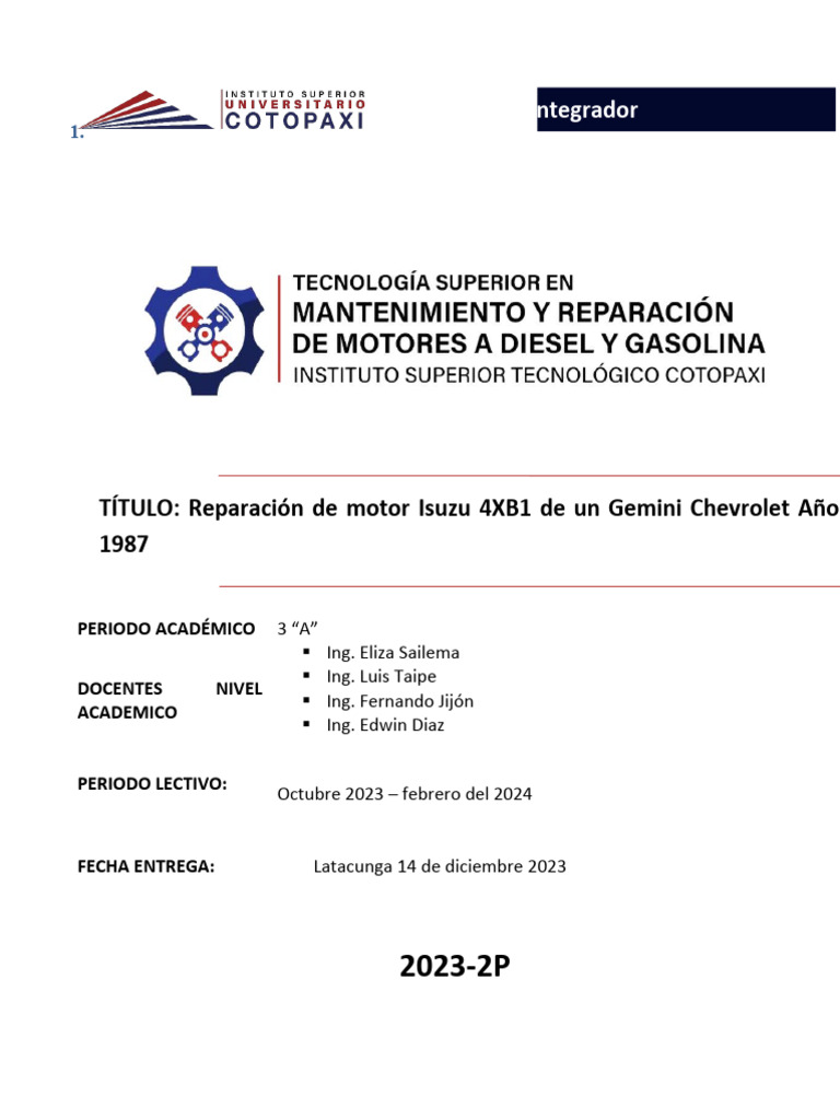proyecto integrador istx 3A N ppp | PDF | Motor de combustión interna ...