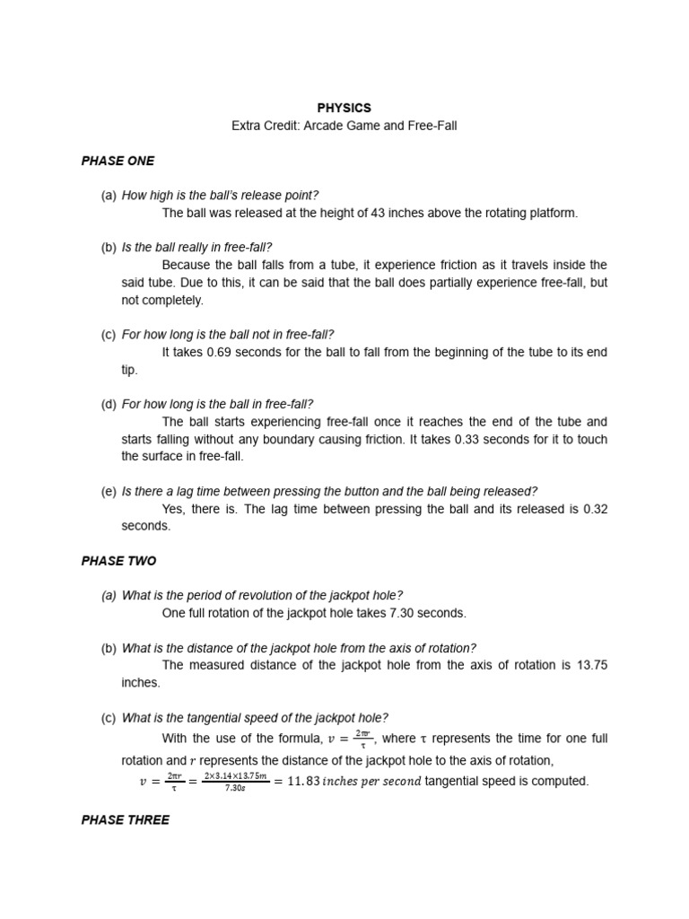 Physics Arcade Game Free-Fall Analysis | PDF | Classical Mechanics | Motion (Physics)