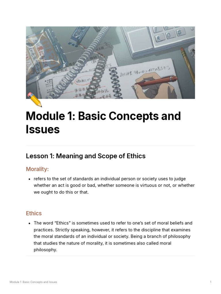 Module 1 Basic Concepts and Issues | PDF | Morality | Relativism