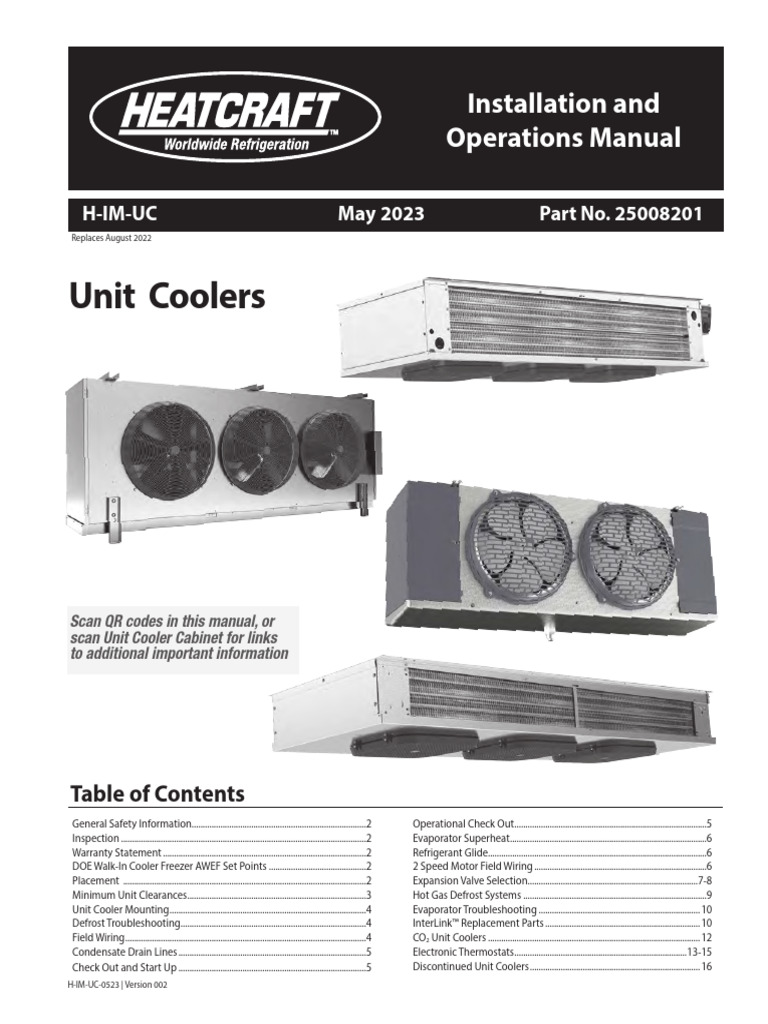 Unit Coolers: Installation and Operations Manual | PDF | Refrigerator