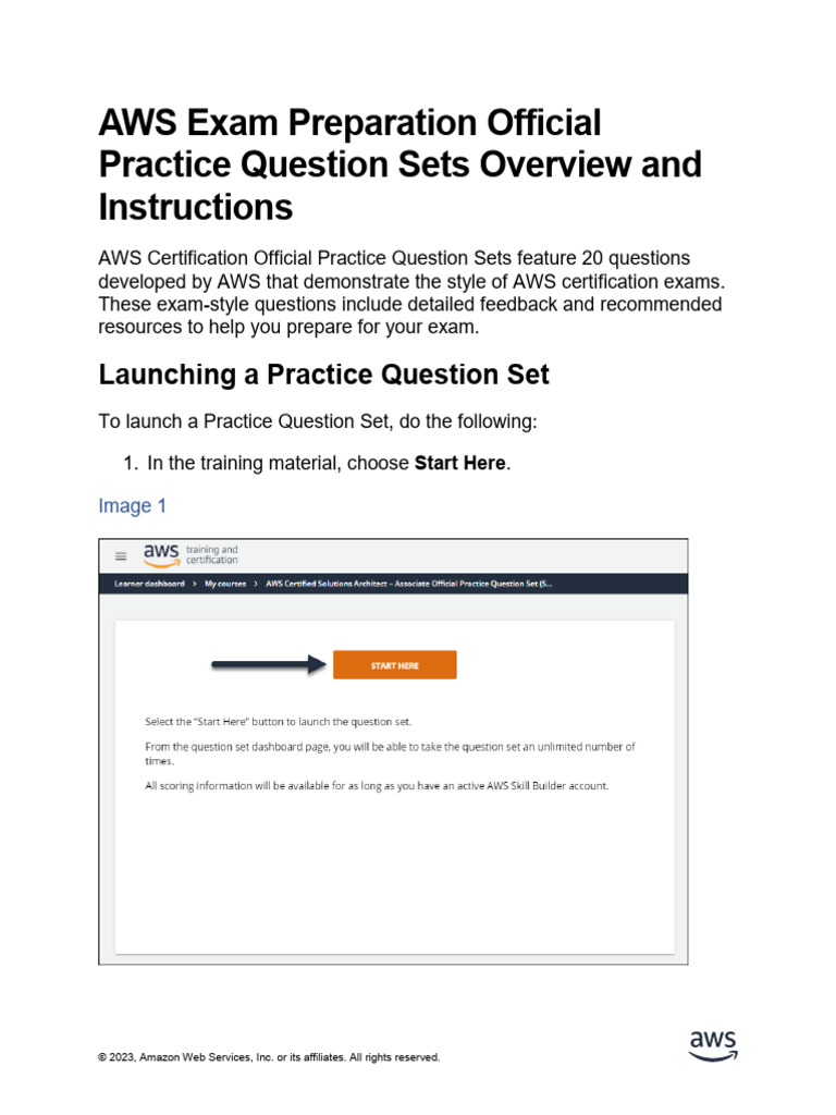 AWS Exam Preparation Official Practice Question Sets Overview and Instructions | PDF | Amazon ...
