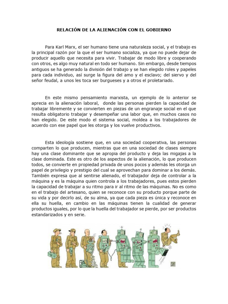 Relación de La Alienación Con El Gobierno | PDF | La teoría de la ...