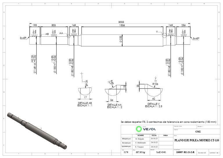 Plano Eje Otv-3176 r2 | PDF