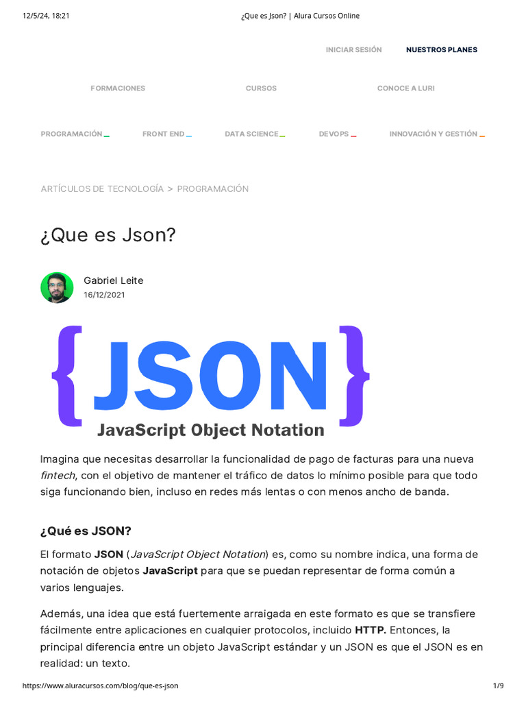 ¿que Es Json Alura Cursos Online Pdf Json Script Javaemk 7974
