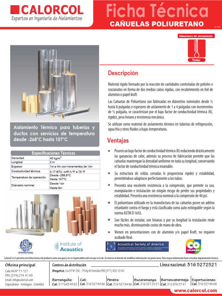 FT-Canuelas-de-Poliuretano-V4-2021 | PDF | Poliuretano | Materiales