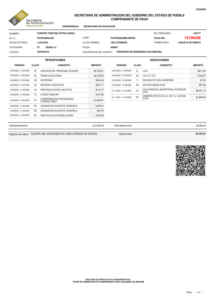Percepciones Deducciones Secretaría De Administración Del Gobierno Del