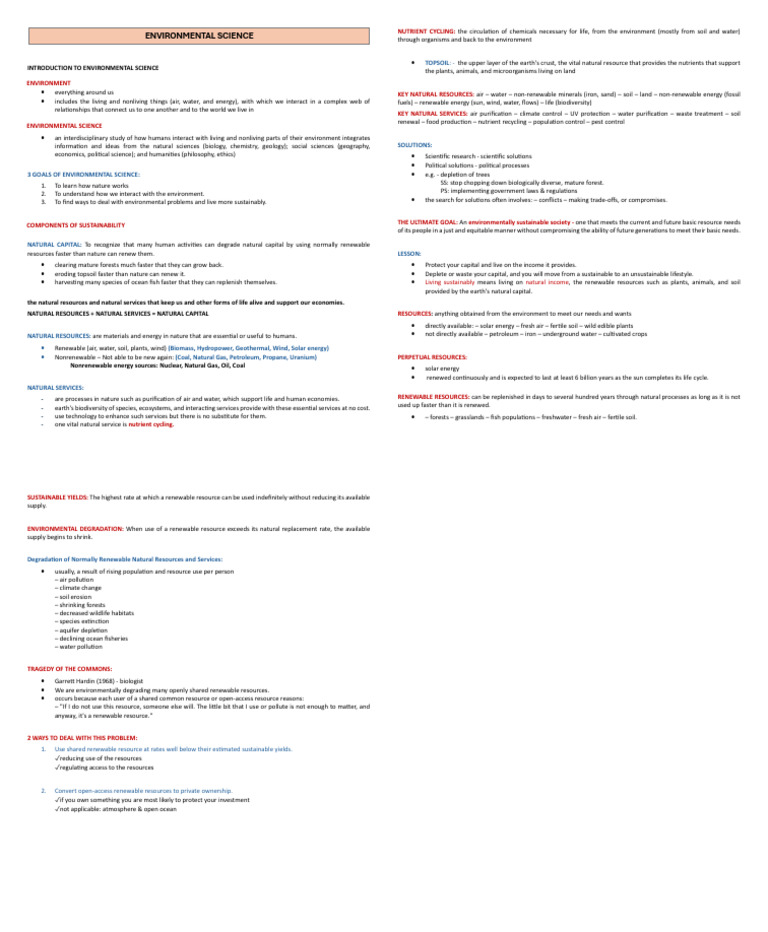 ENVI - Lesson 1 Intro | Download Free PDF | Renewable Resources | Environmental Degradation