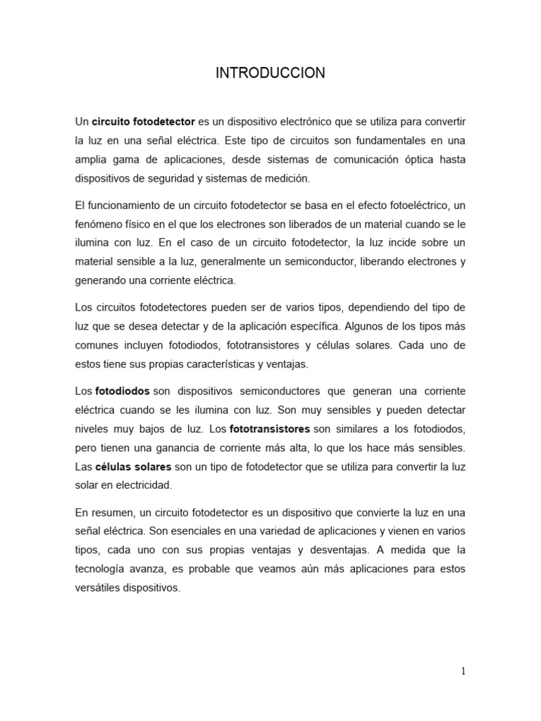 Circuito Fotodetector: Guía y Materiales | PDF | Ingenieria Eléctrica ...