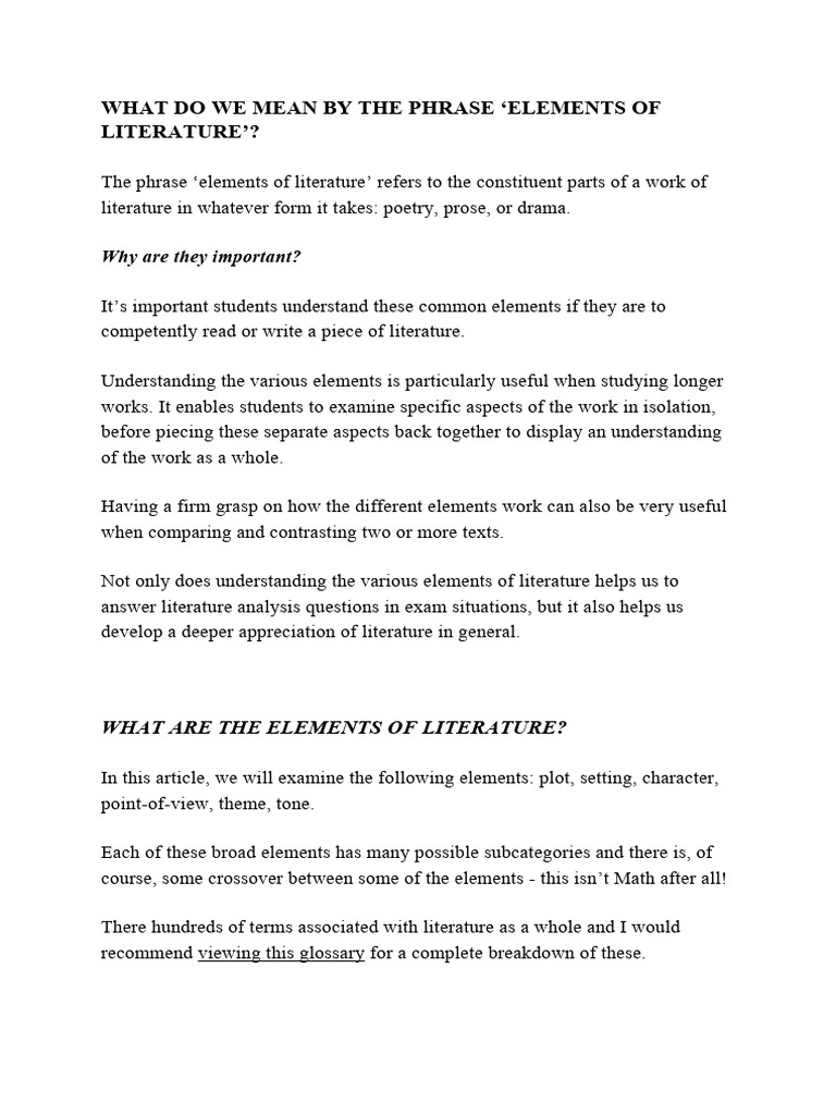 1.a. Resource of Element of Lit. | PDF | Narration | Plot (Narrative)