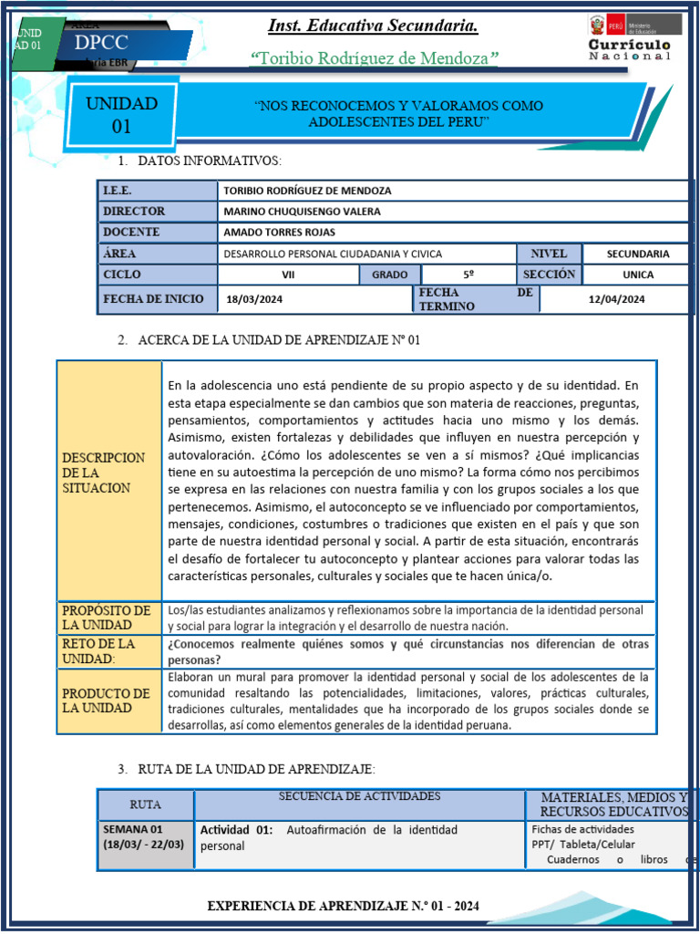 Unidad DPCC #I-1 | PDF | Aprendizaje | Moralidad