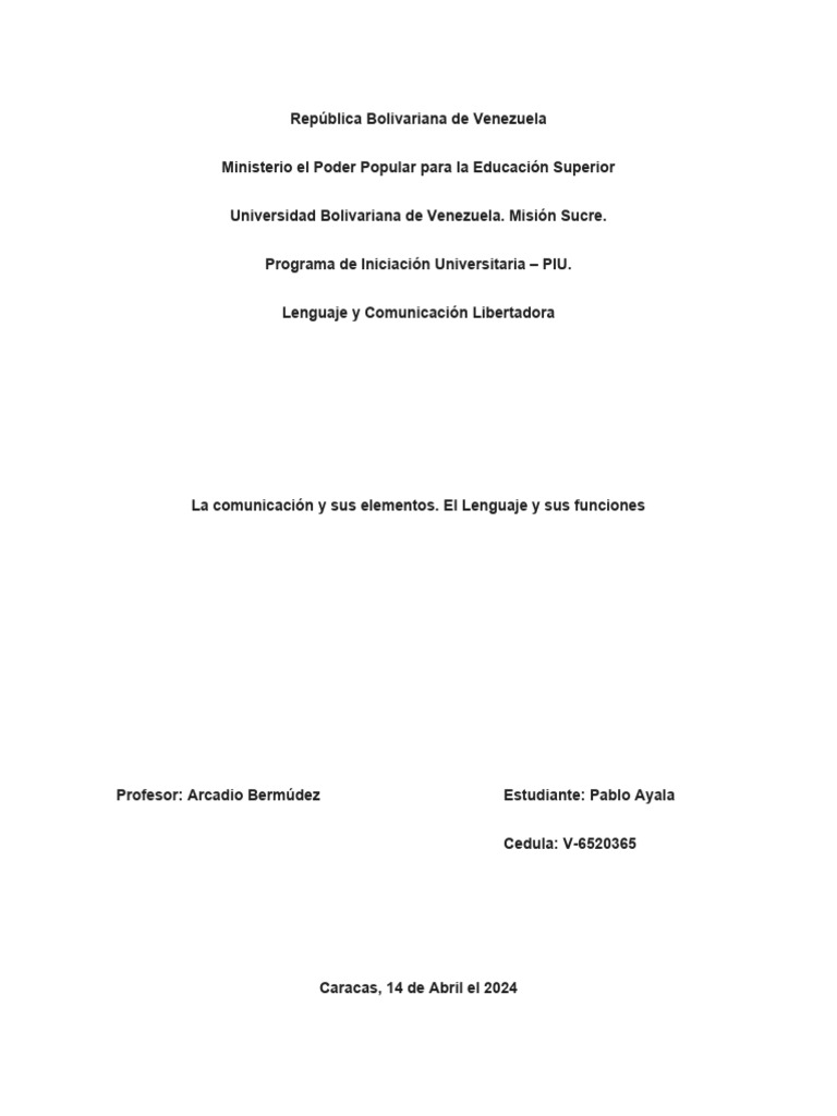 Tarea 1 La Comunicacion Y Sus Elementos Funciones Del Lenguaje Pdf