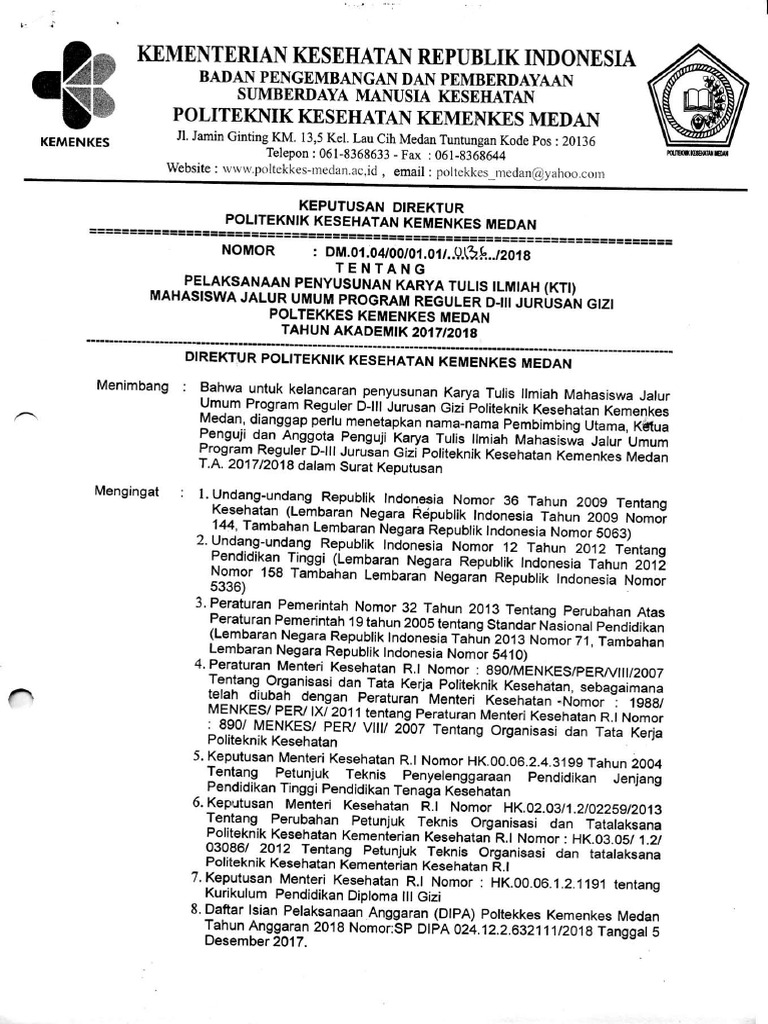 SK Penyusunan KTI | PDF