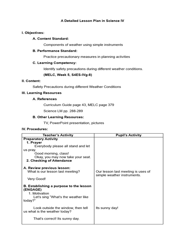 A Detailed Lesson Plan in Science IV | PDF | Flashlight | Lesson Plan