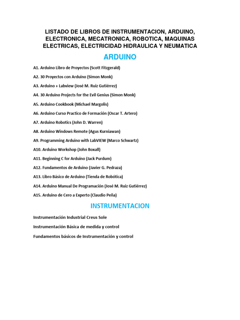 Lista de Libros y Lista de Cursos | PDF | Scada | Controlador lógico programable