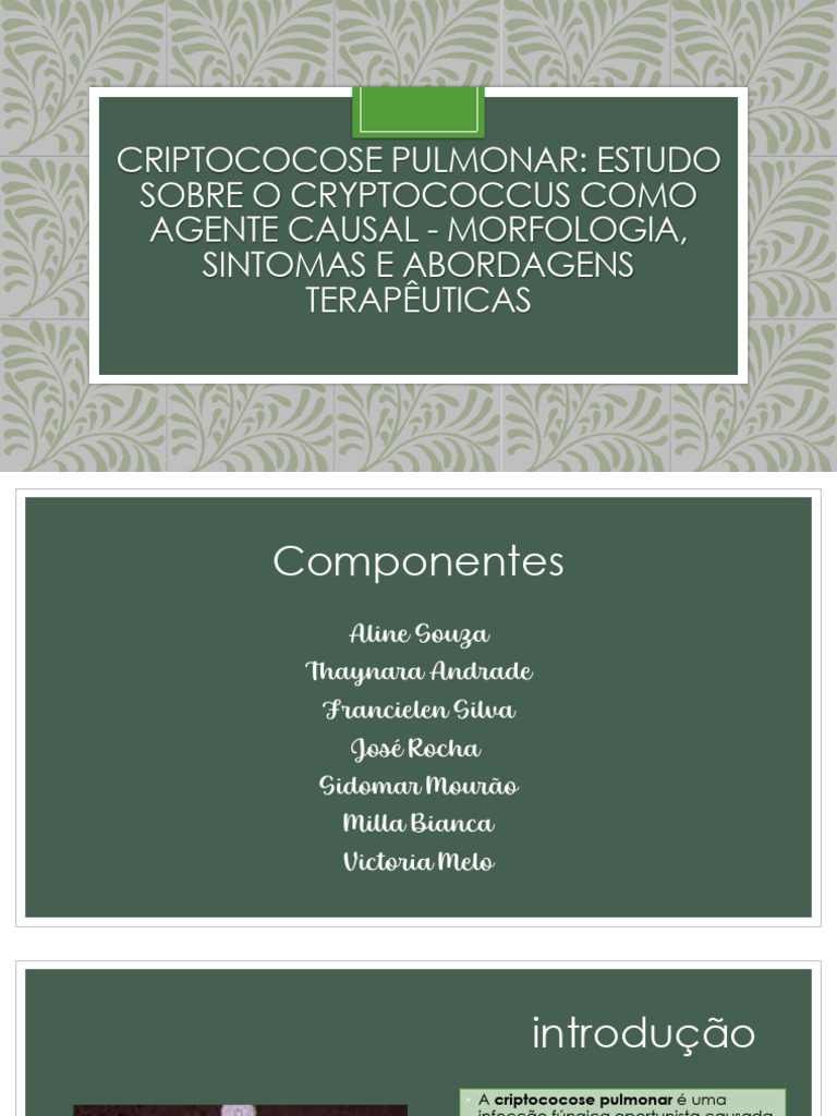 criptococose aula | PDF | Biologia | Epidemiologia