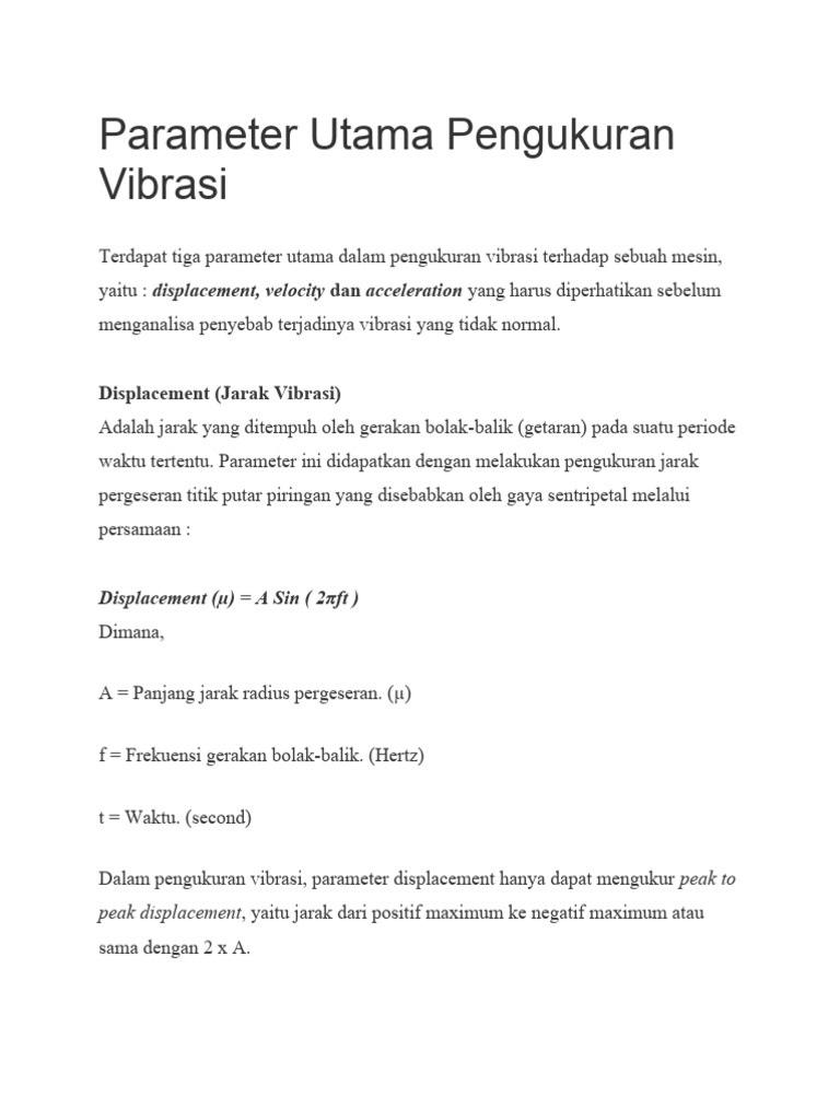 Parameter Utama Pengukuran Vibrasi | PDF