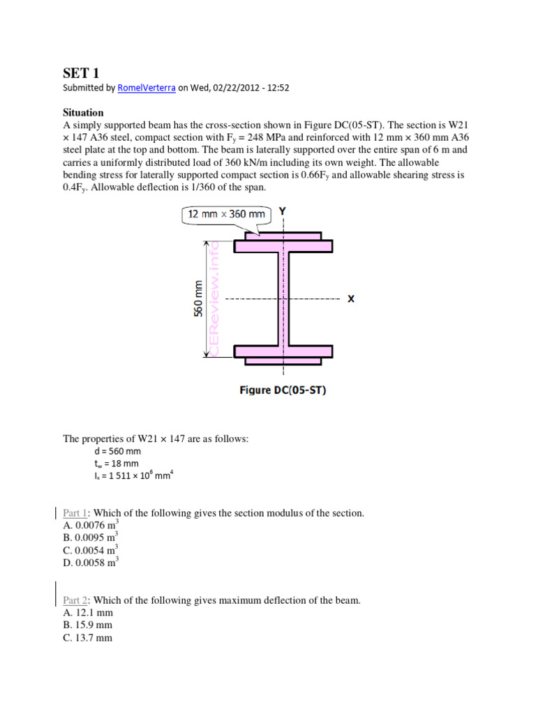The Properties of The Section Are As Follows A 0013 M 2 R B 94 MM SX ...