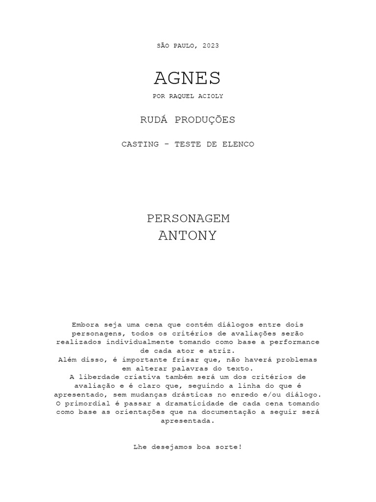 Texto Casting Antony | PDF
