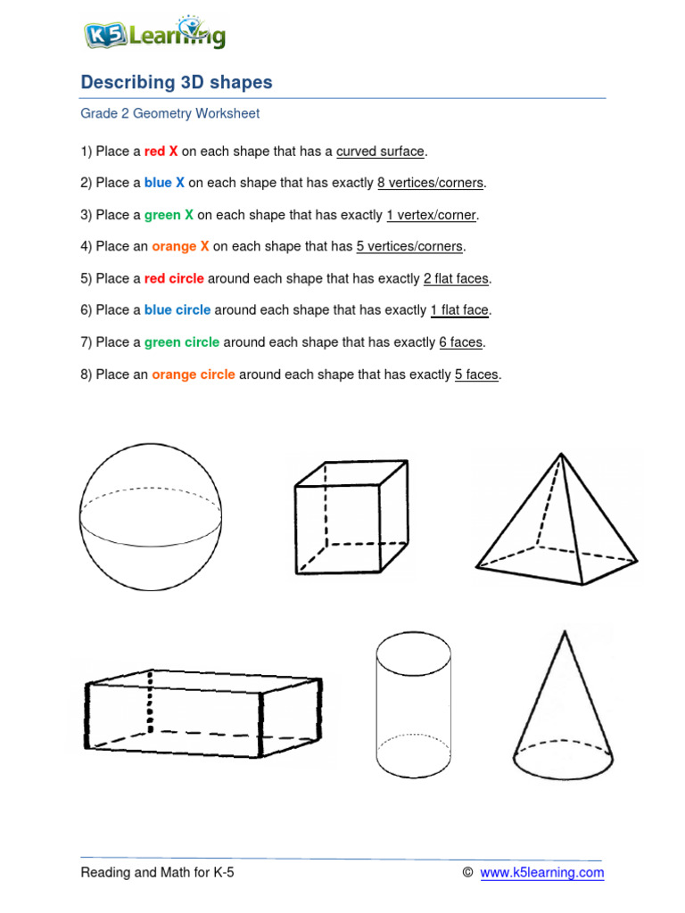 Grade 2 Geometry: 3D Shapes Worksheet | PDF | Home & Garden | Science ...