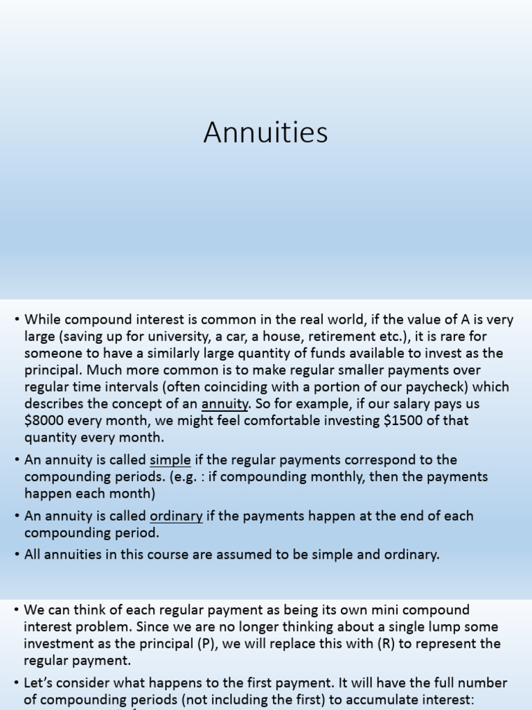 Annuities | Download Free PDF | Present Value | Interest