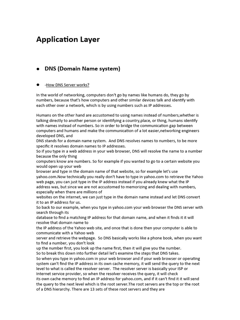 Application Layer: DNS (Domain Name System) | Download Free PDF | Domain Name System | Domain Name