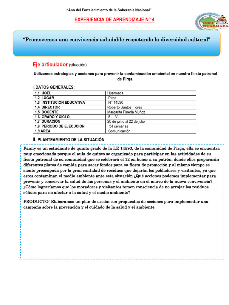Experiencia de aprendizaje 4 -5t° | PDF | Aprendizaje | Experiencia