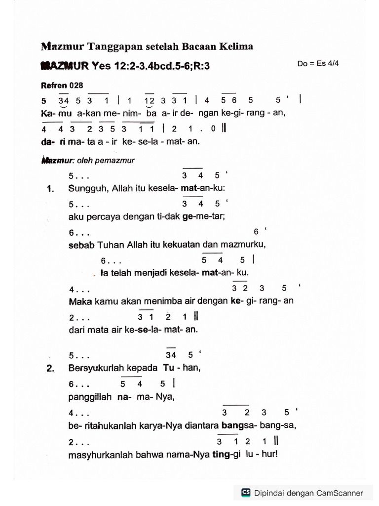 MAZMUR Malam Paskah Setelah Bacaan V | PDF