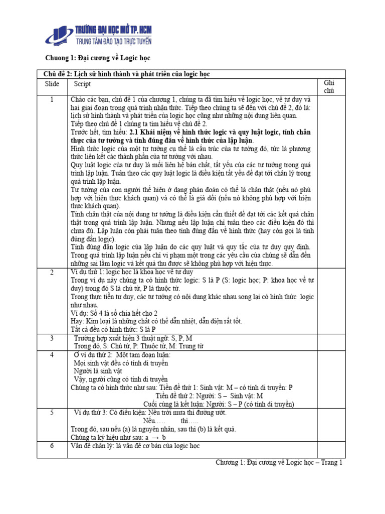 LOGICHOC C1 CD1.2 Lichsuhinhthanhvaphattrienlogichoc | PDF