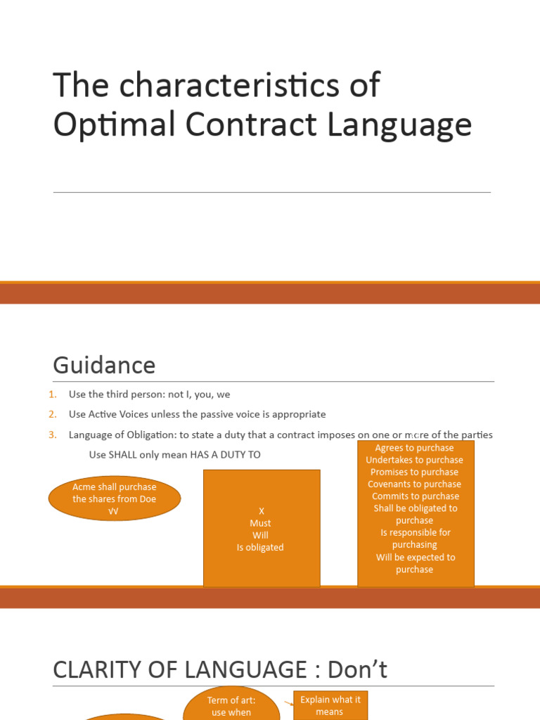 2 ND The Characteristics of Optimal Contract Language | PDF | Loans ...