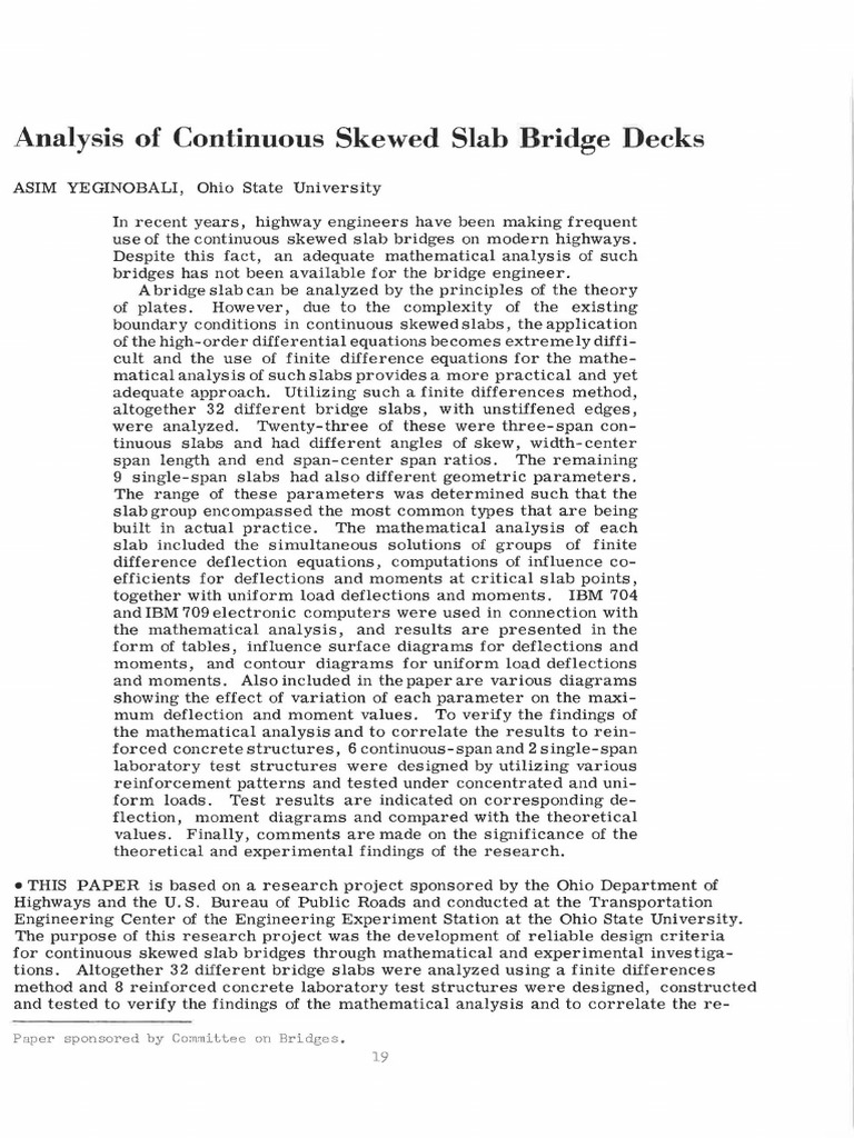 Analysis of Continuous Skewed Slab Bridges | PDF | Equations ...