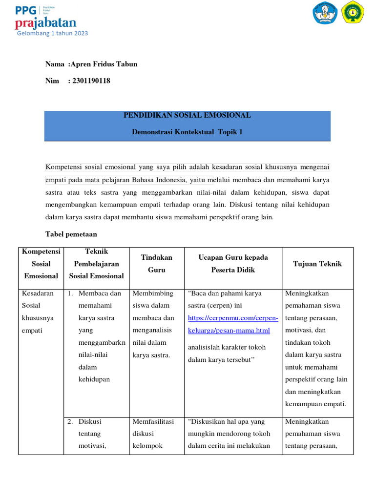 Pse Demonstrasi Kontekstual Topik 1 | PDF