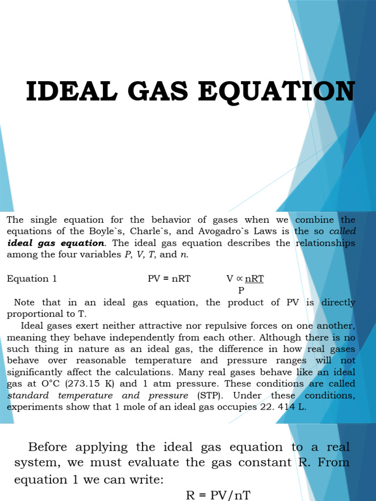 Ideal Gas Equation Explained | PDF | Gases | Physical Quantities