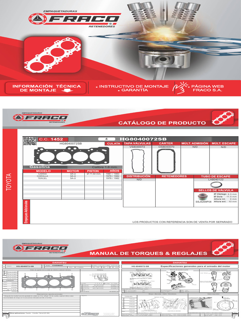 Torques toyota tercel | PDF | Propulsión | Partes de vehículo
