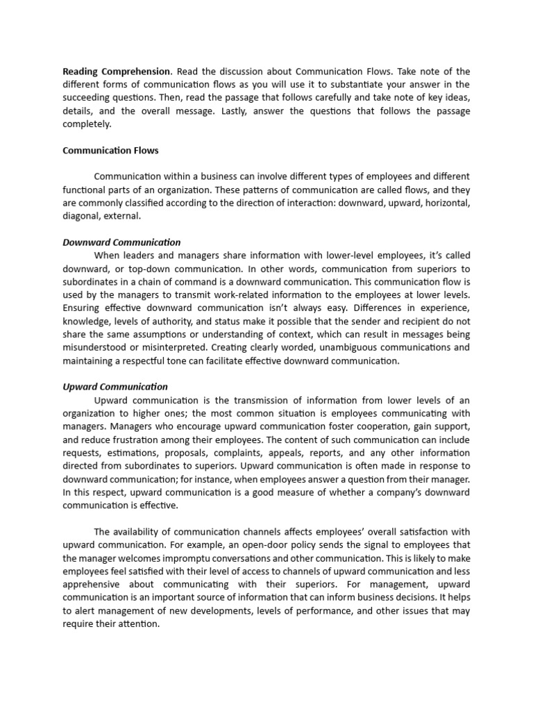 Communication Flows Activity | PDF | Communication | Information