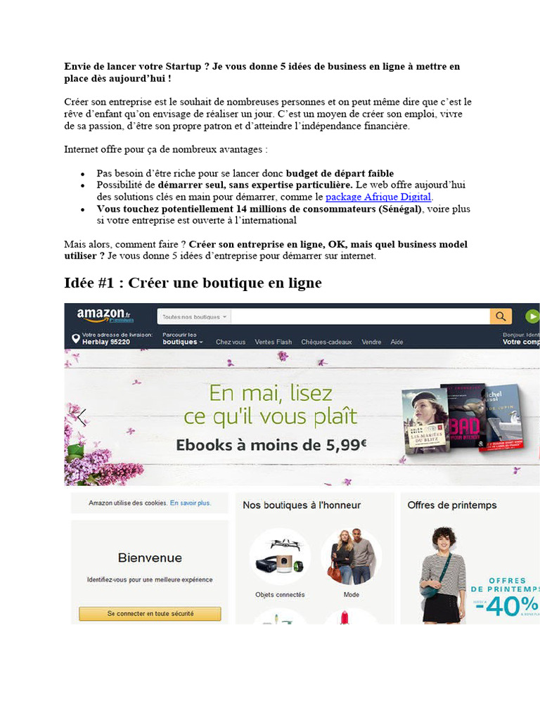 5 idées de business en ligne innovantes | PDF | Afrique | Application