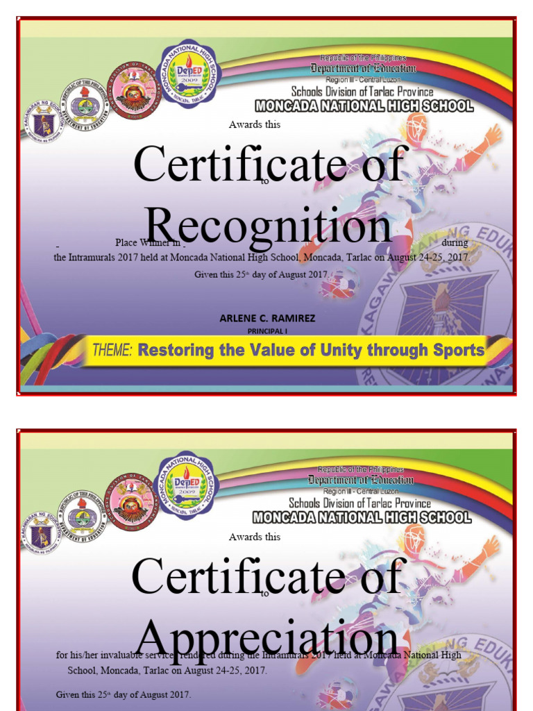 Certificate Intrams Winners Short | PDF