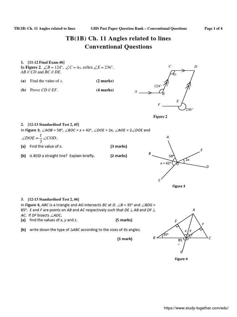 Good-Hope-School_11-16-1B-Ch.11-Angles-Related-to-Lines-CQ | PDF | Trigonometry | Classical Geometry