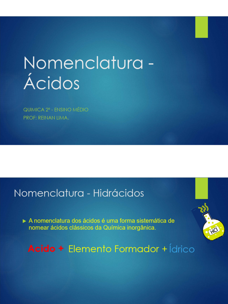 Nomenclatura Ácidos | PDF | Ácido | Substancias químicas