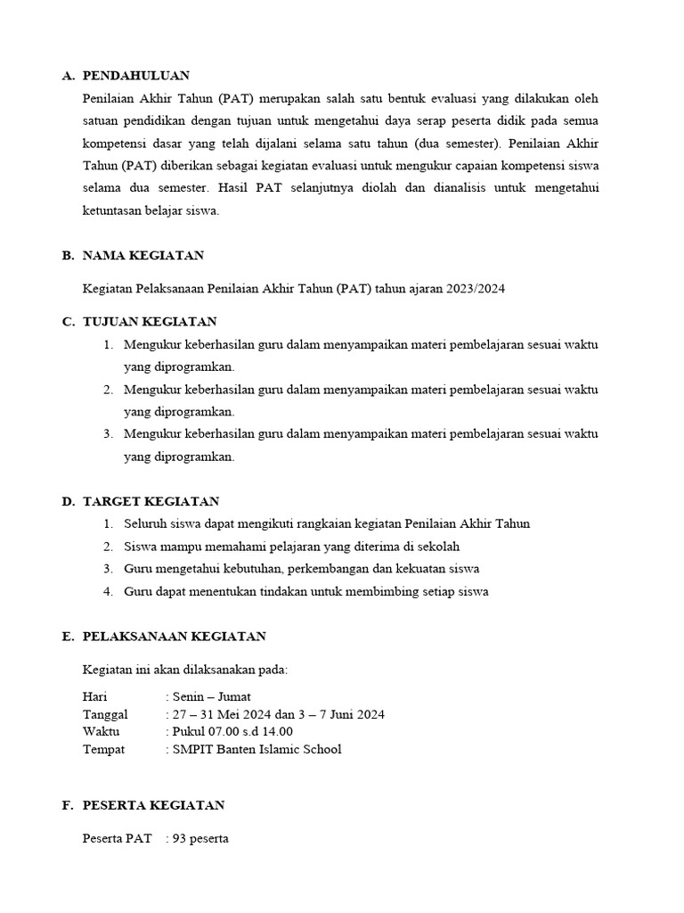 Proposal Pat 2023-2024 | PDF